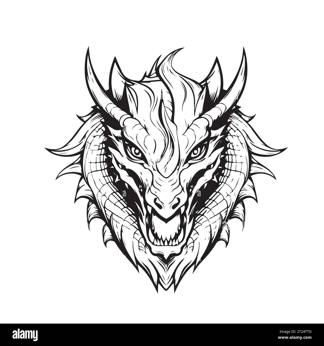 Angry Dragon sketch hand drawn. Symbol and sign of new year Vector ...