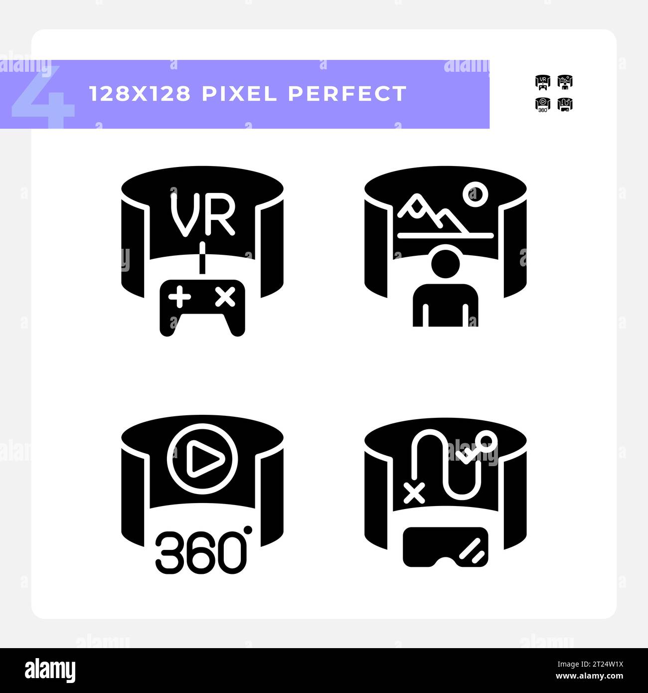 Pixel perfect glyph style VR, AR and MR icons set Stock Vector Image ...