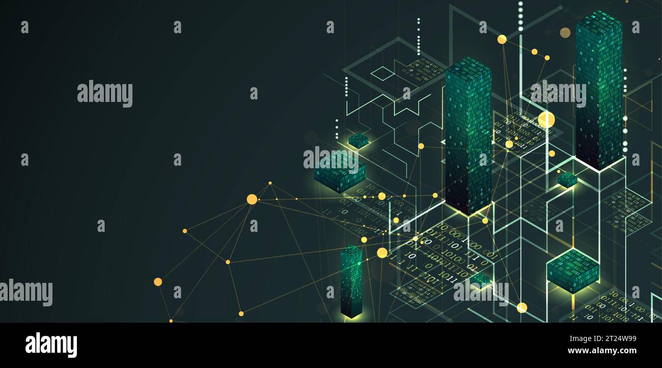 Isometric big data processing concept, cloud database. Abstract ...