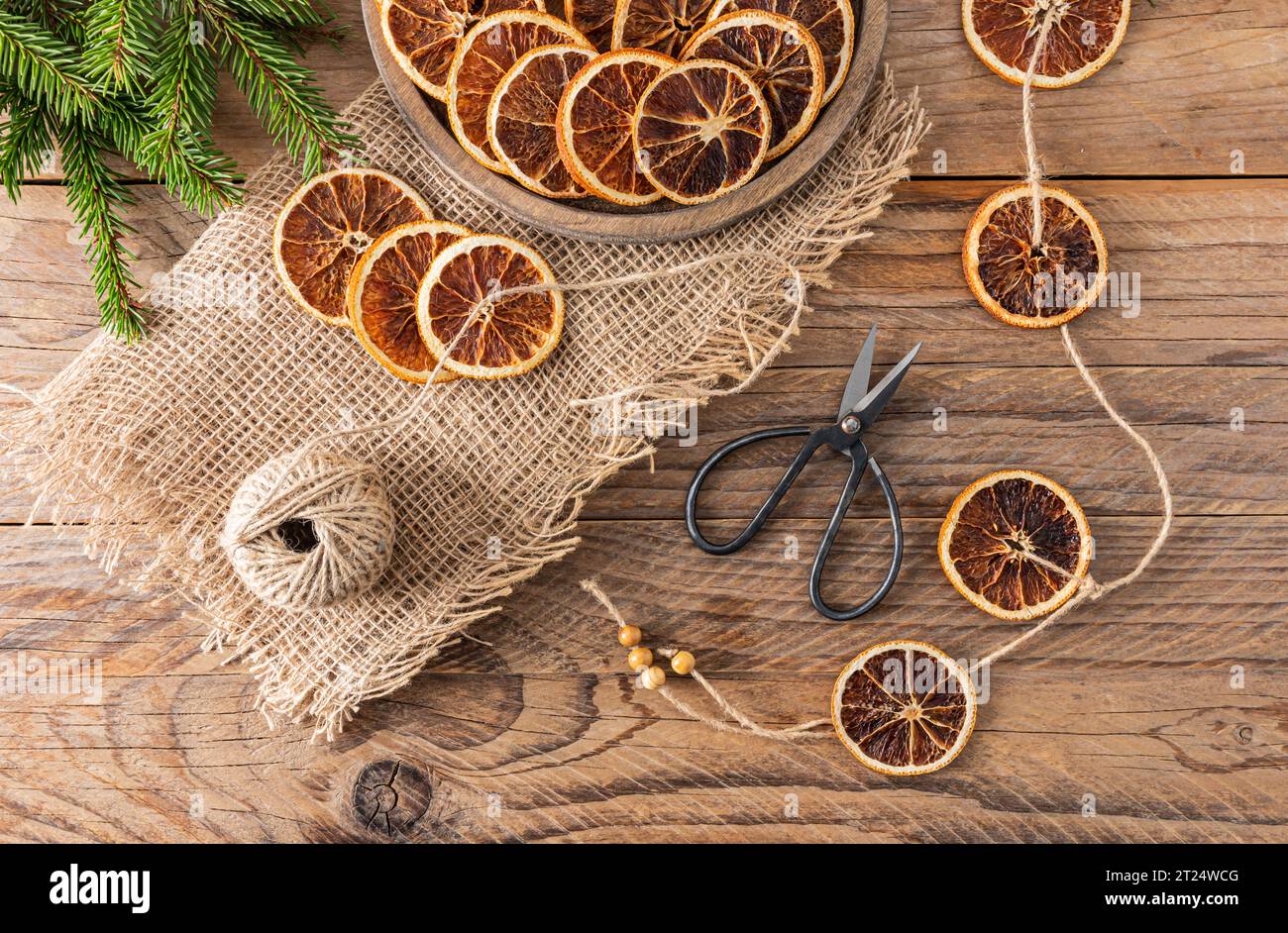 New Year's garland made with your own hands from dried orange slices on ...