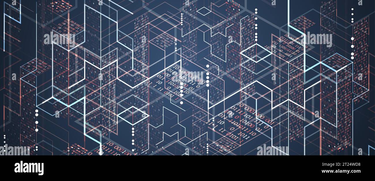 Isometric big data processing concept, cloud database. Abstract ...