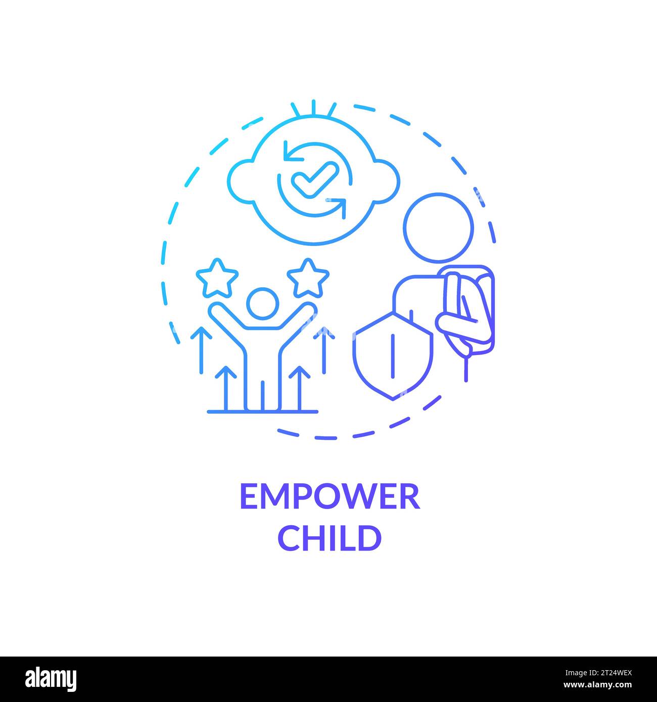 2D thin line gradient icon empower child concept Stock Vector Image ...