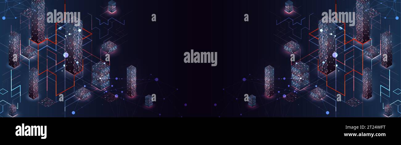 Isometric big data processing concept, cloud database. Abstract ...