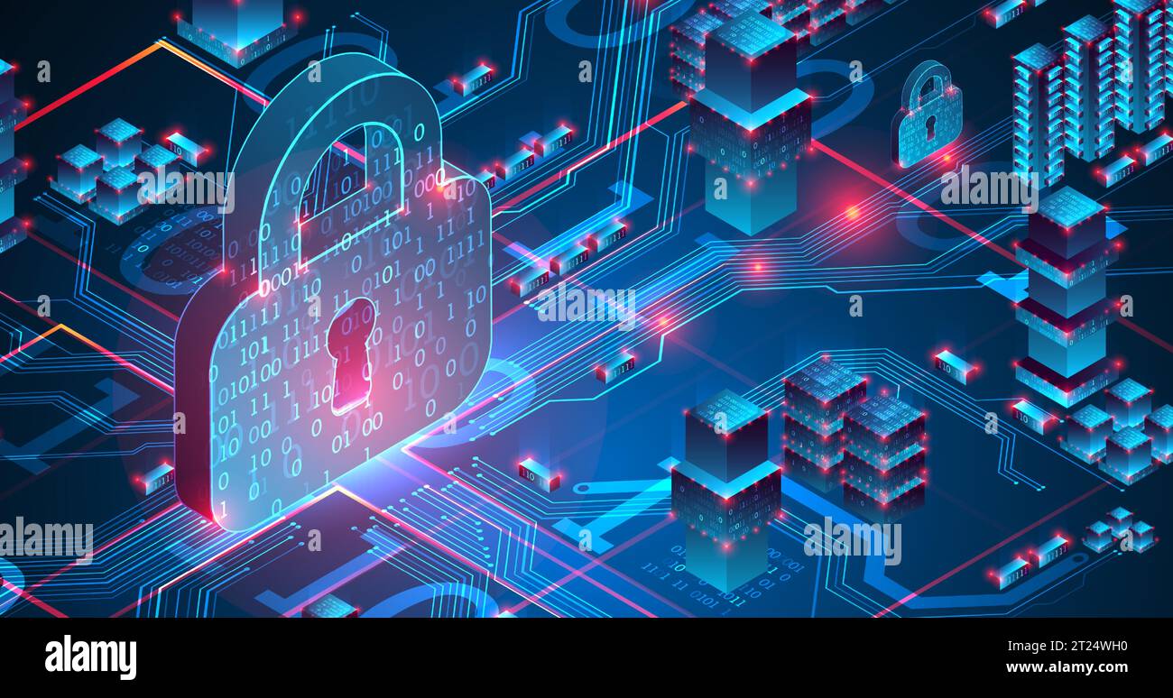 Isometric protection concept. Protect mechanism, system privacy. Vector ...