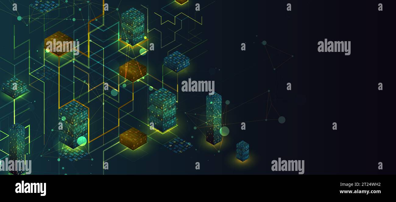 Isometric big data processing concept, cloud database. Abstract ...