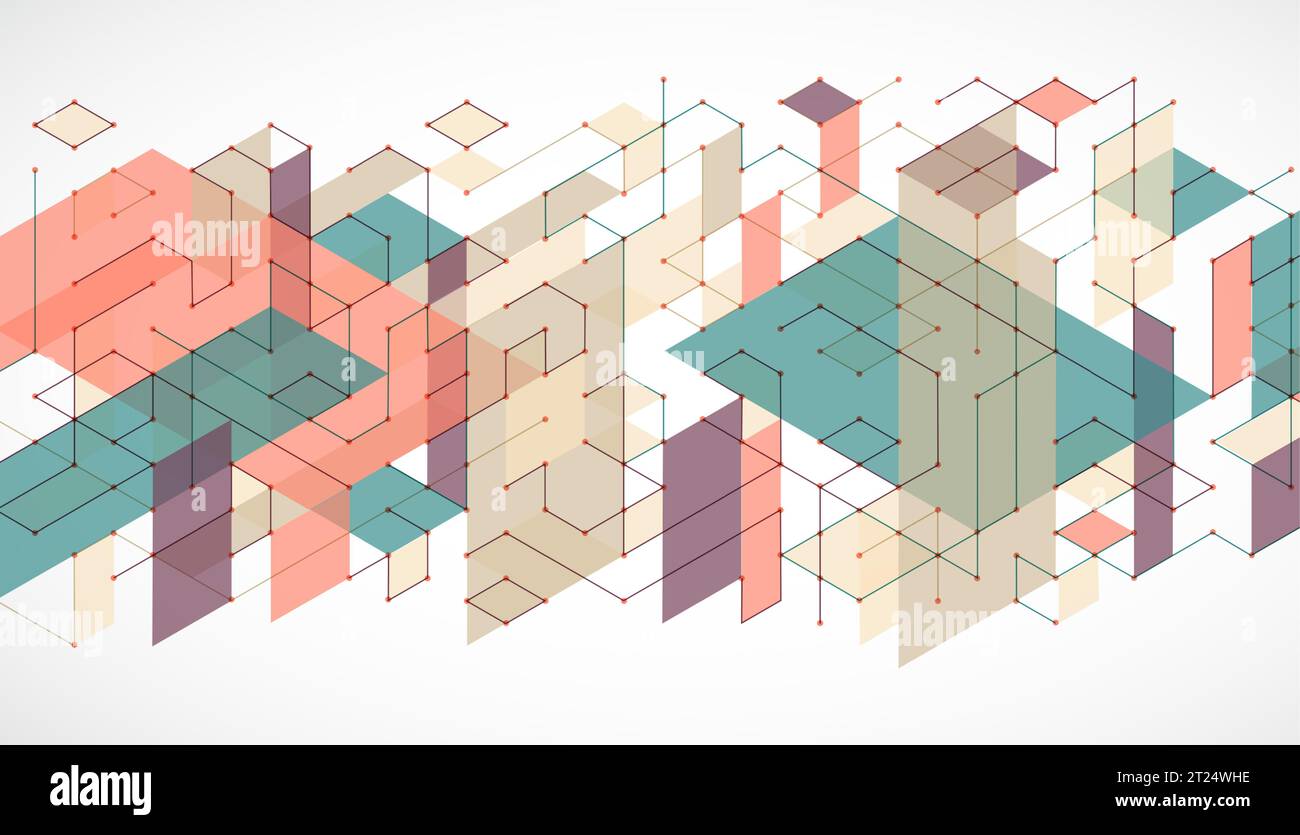 Abstract rectro colored background in isometric style. Vector Stock ...