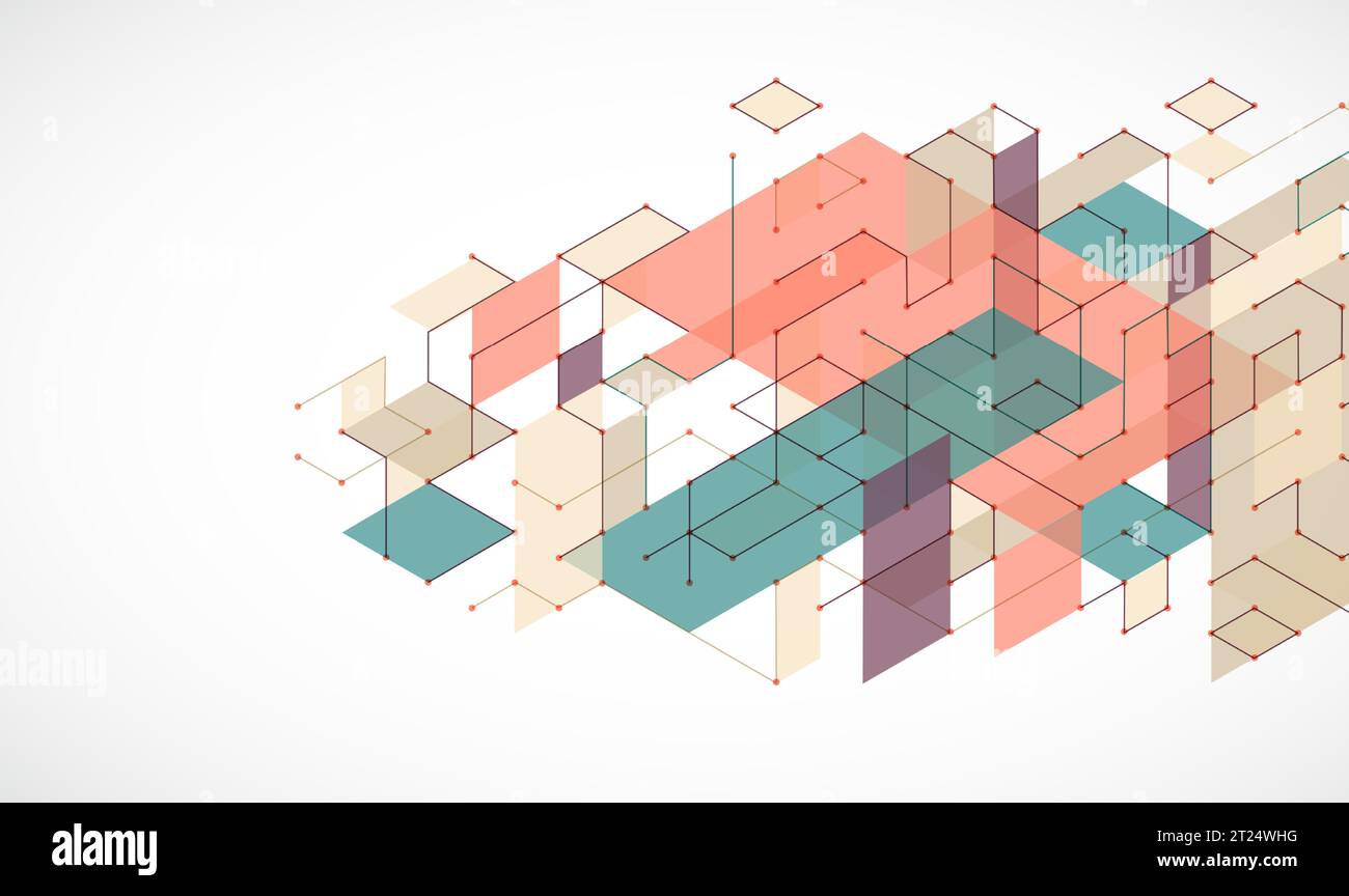 Abstract rectro colored background in isometric style. Vector Stock ...