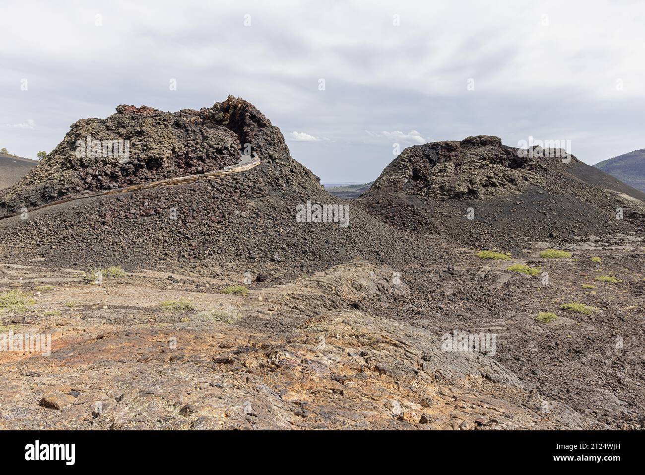 A pair of spatter cones and the path towards it in the Craters of the ...
