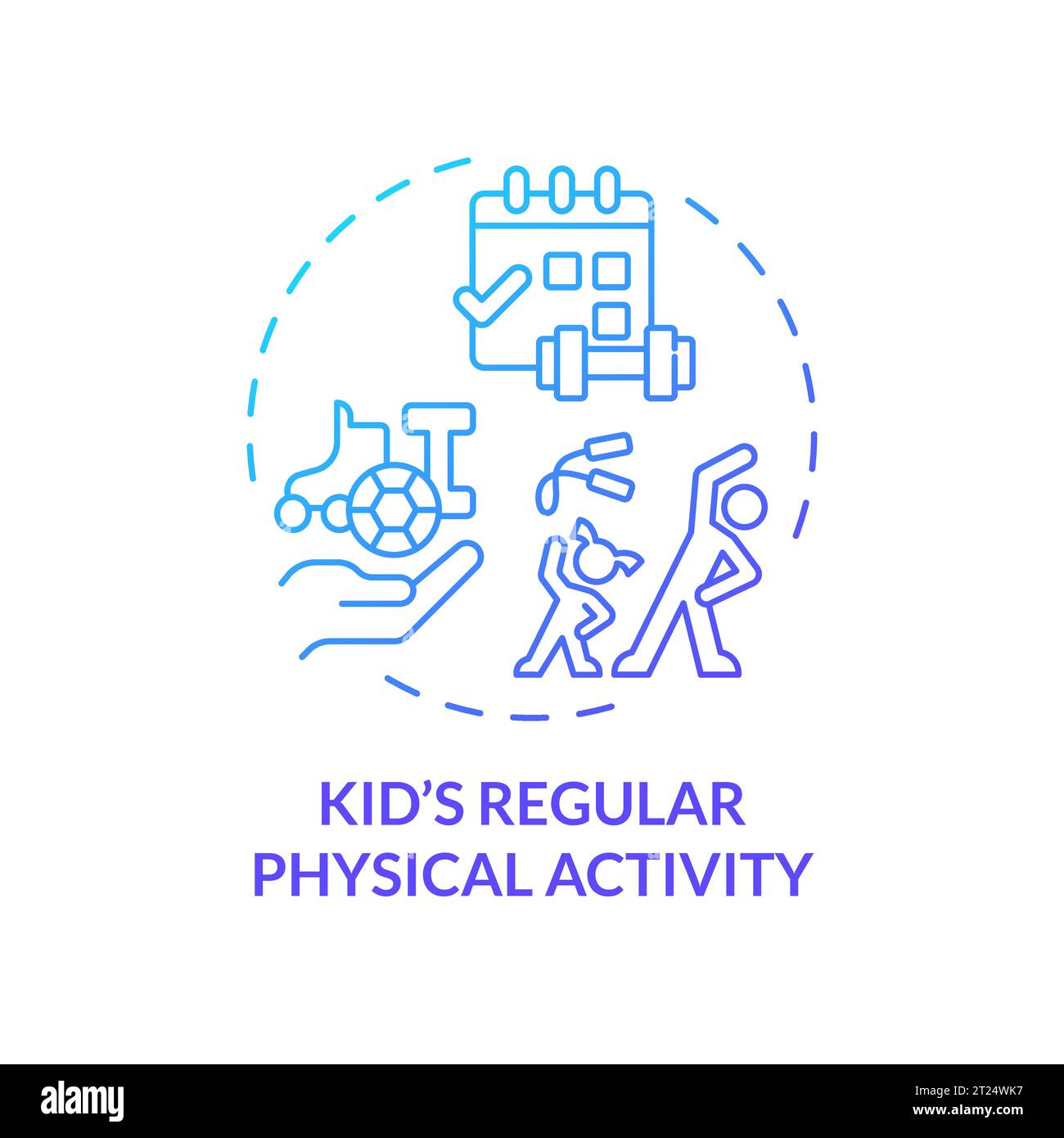 2D gradient icon kids regular physical activity concept Stock Vector ...