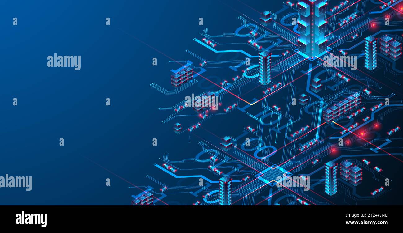 Isometric big data concept, database. Abstract technology background ...