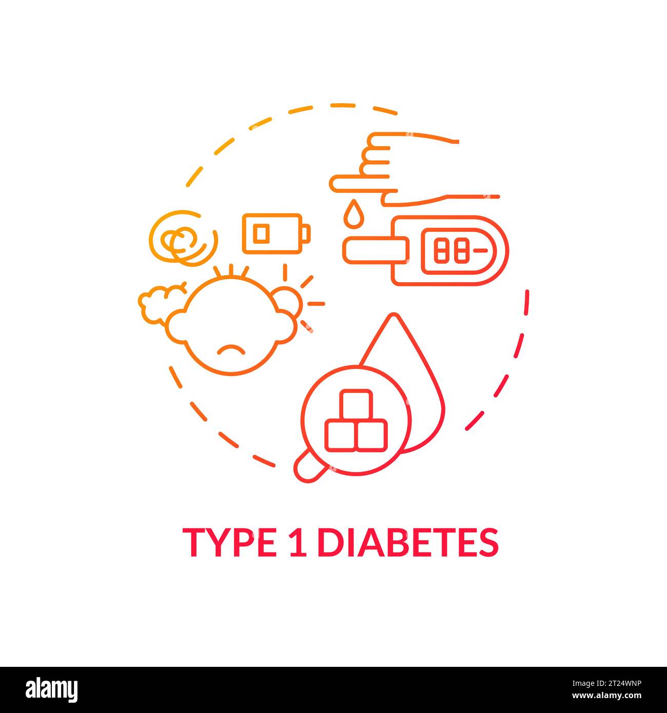 2D thin line gradient icon type 1 diabetes concept Stock Vector Image ...