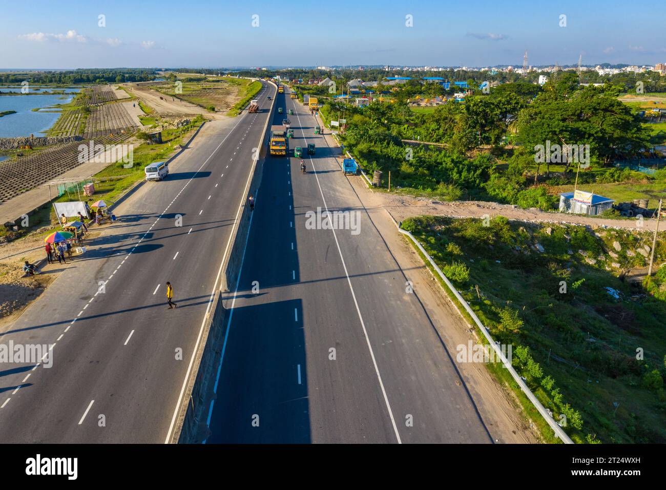 Aerial view of the 15.20km long Chittagong City Outer Ring Road from ...