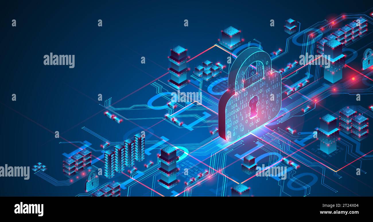 Isometric protection concept. Protect mechanism, system privacy. Vector ...