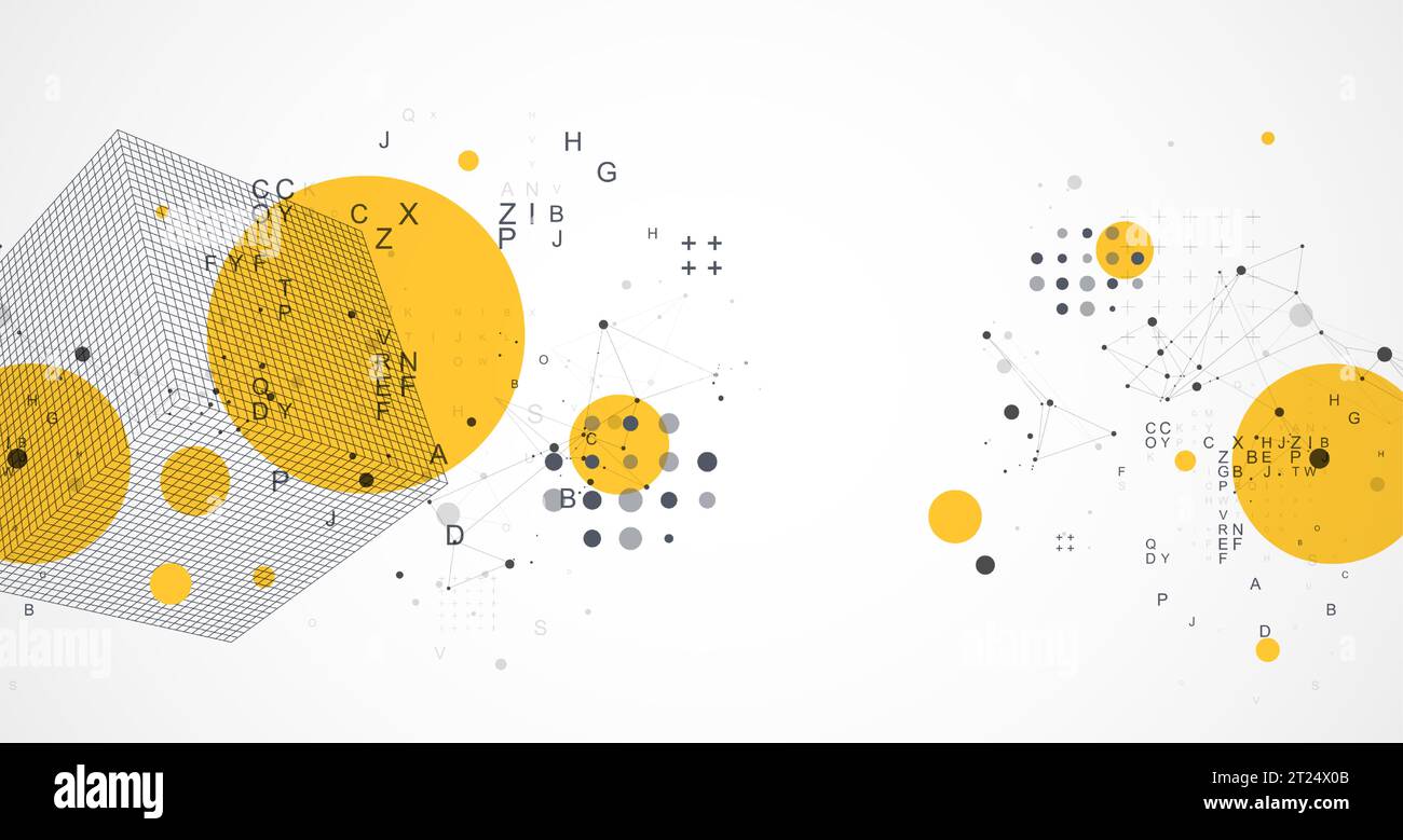 Modern Science Abstract Background Cube Wireframe Illustration Vector