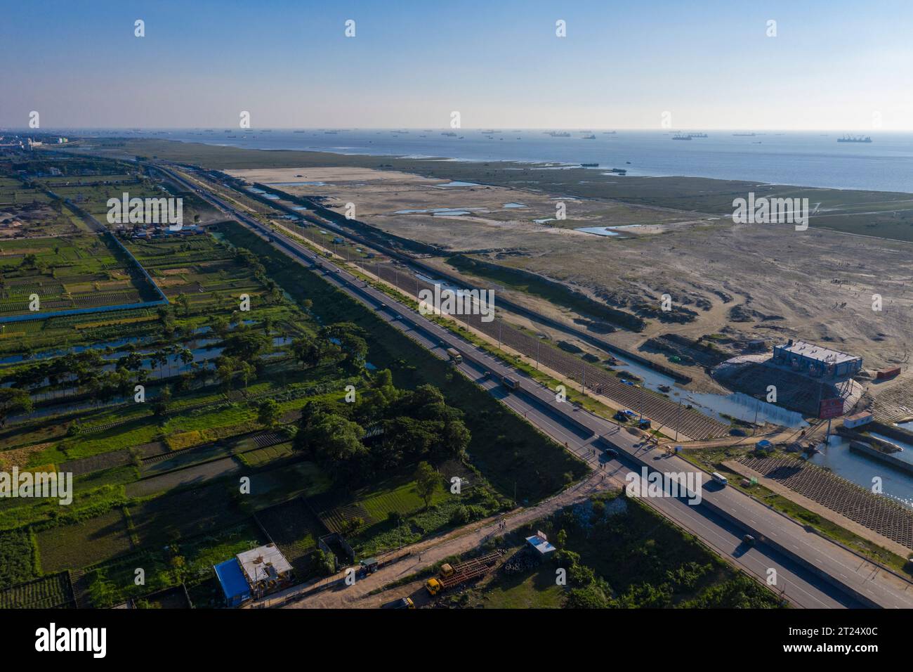 Aerial view of the 15.20km long Chittagong City Outer Ring Road from ...