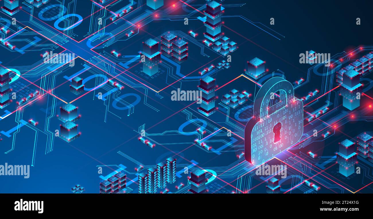Isometric protection concept. Protect mechanism, system privacy. Vector ...