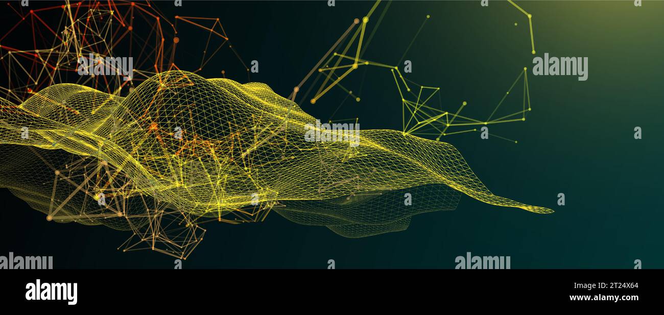 Polygonal Science Background With Connecting Dots And Lines Digital Data Visualization Vector