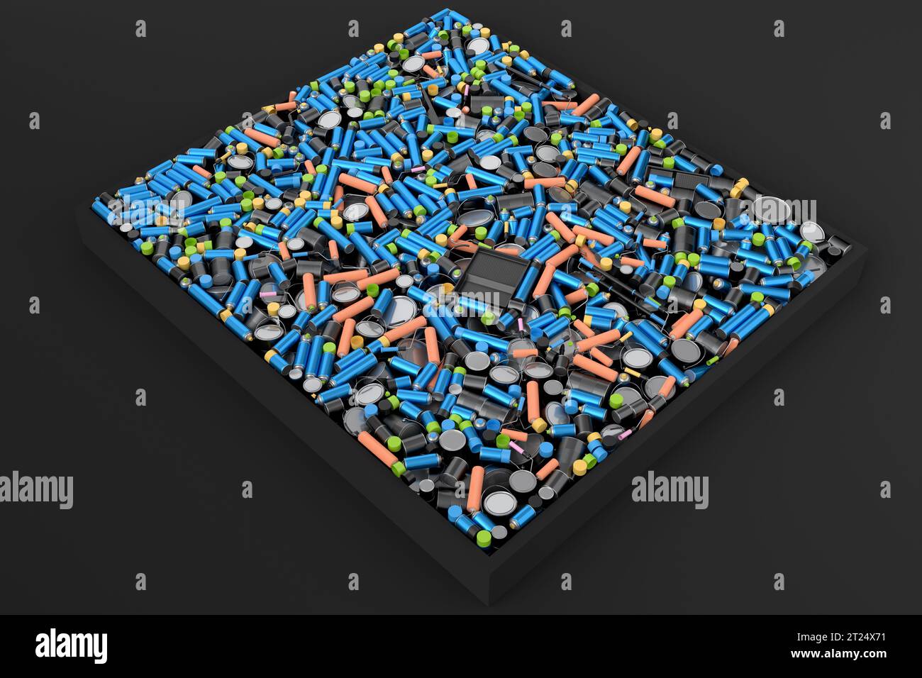 Pile of spray paint cans on black background. 3d render spray paint ...