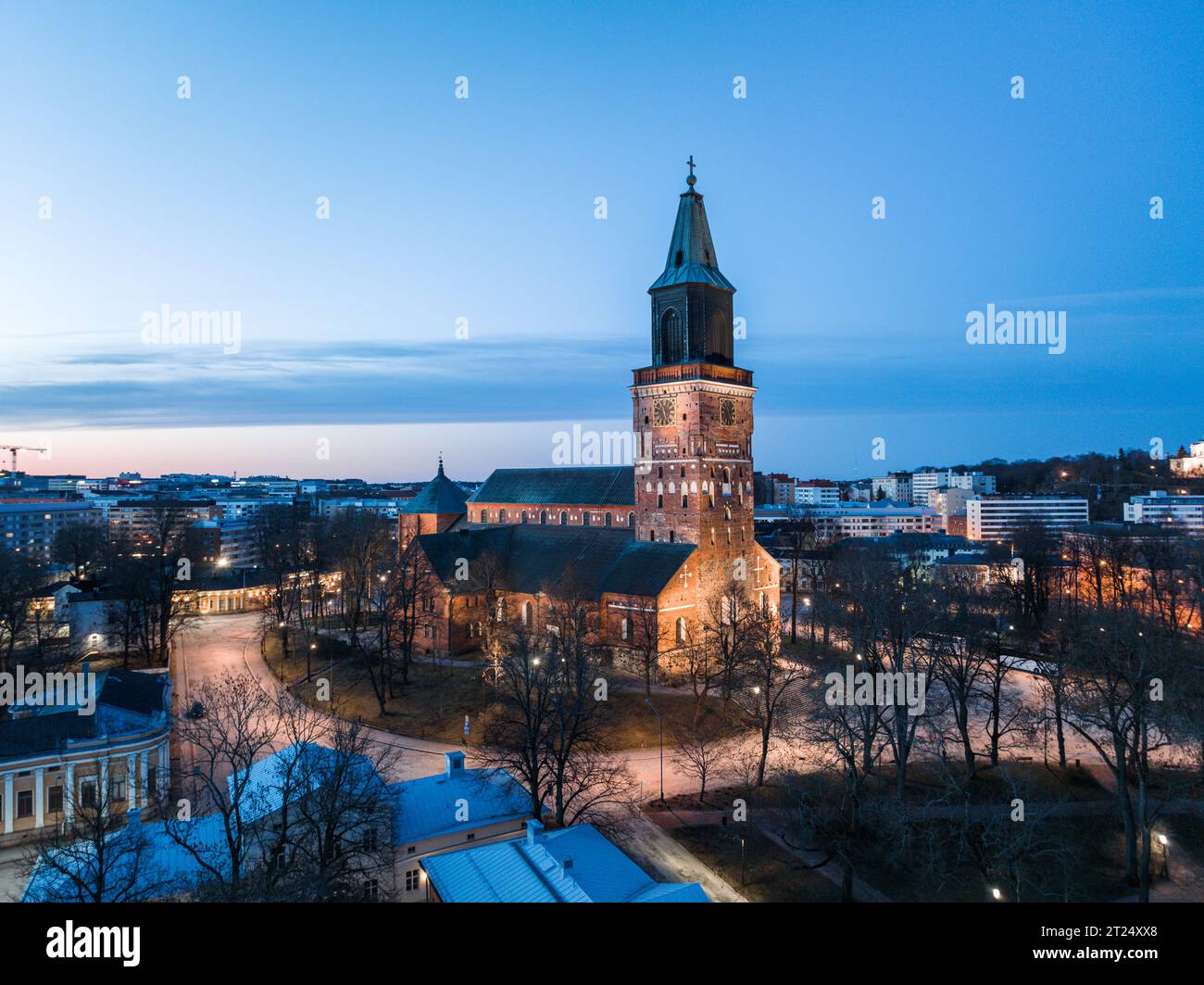 Finnish National Monument Turku Cathedral at dawn in Turku, Finland ...