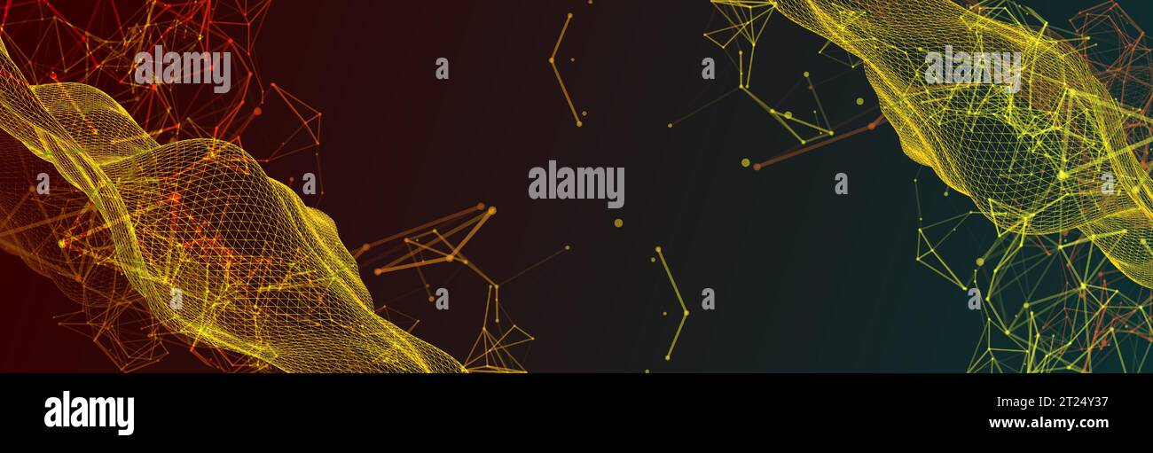 Polygonal science background with connecting dots and lines. Digital data visualization. Vector ...