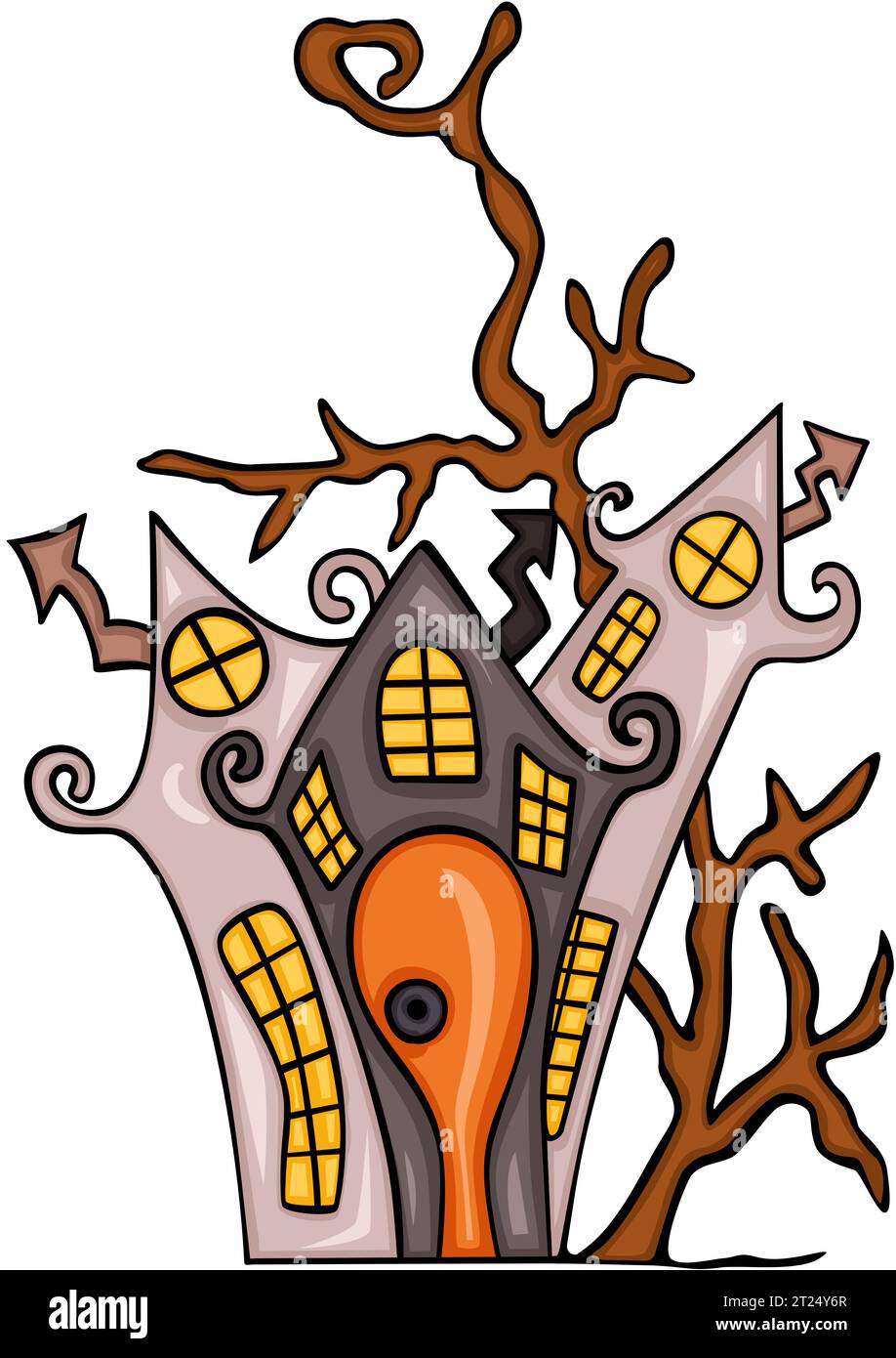 Hand drawn funny doodle of haunted Halloween house Stock Photo - Alamy
