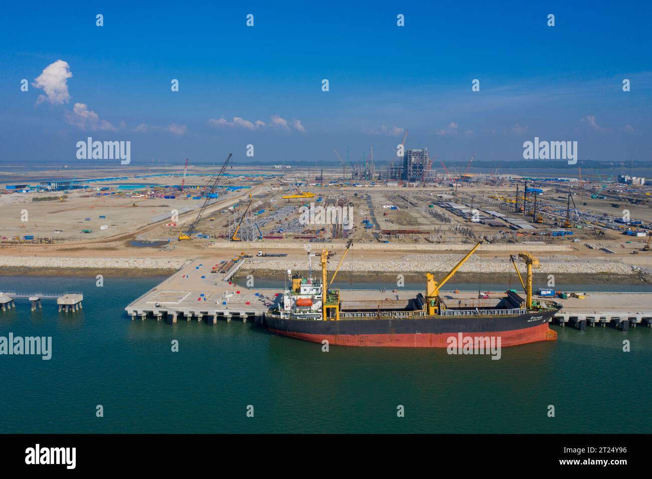 A foreign vessel anchors at Matarbari Power Plant jetty, a 1,200MW coal ...