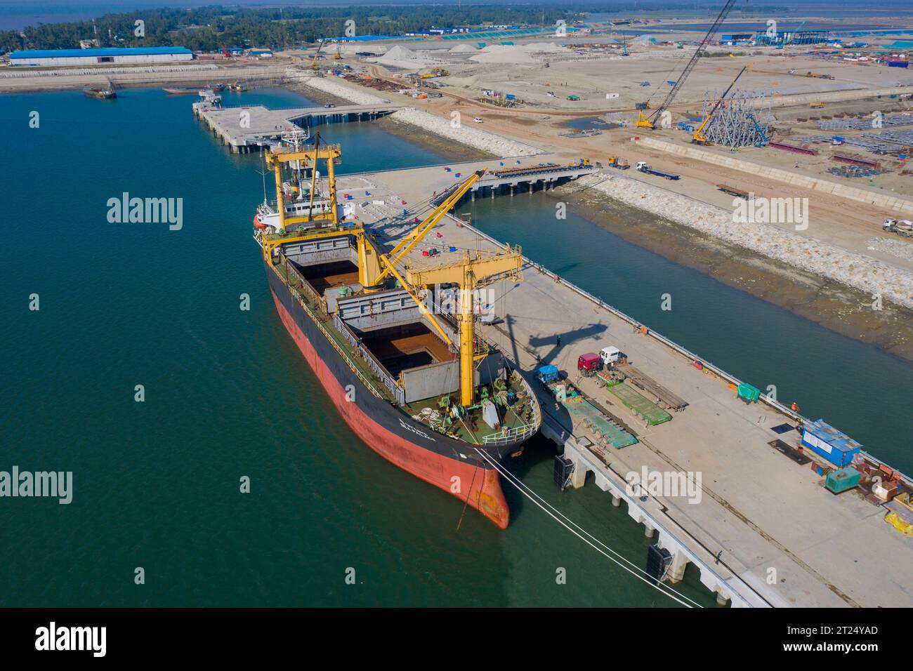 A foreign vessel anchors at Matarbari Power Plant jetty, a 1,200MW coal ...