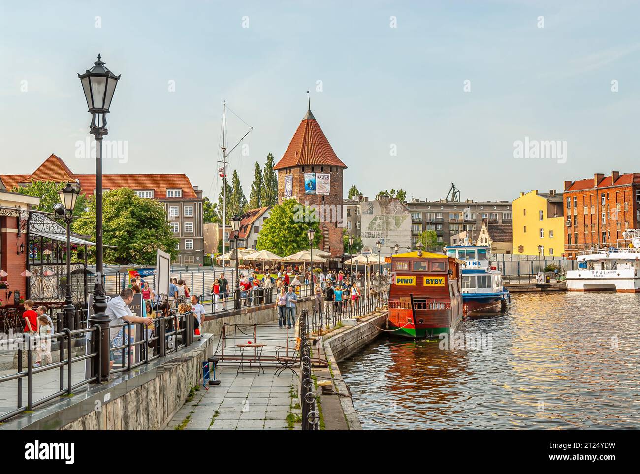Waterfront promenade at Wisla River of Gdansk, Poland Stock Photo - Alamy