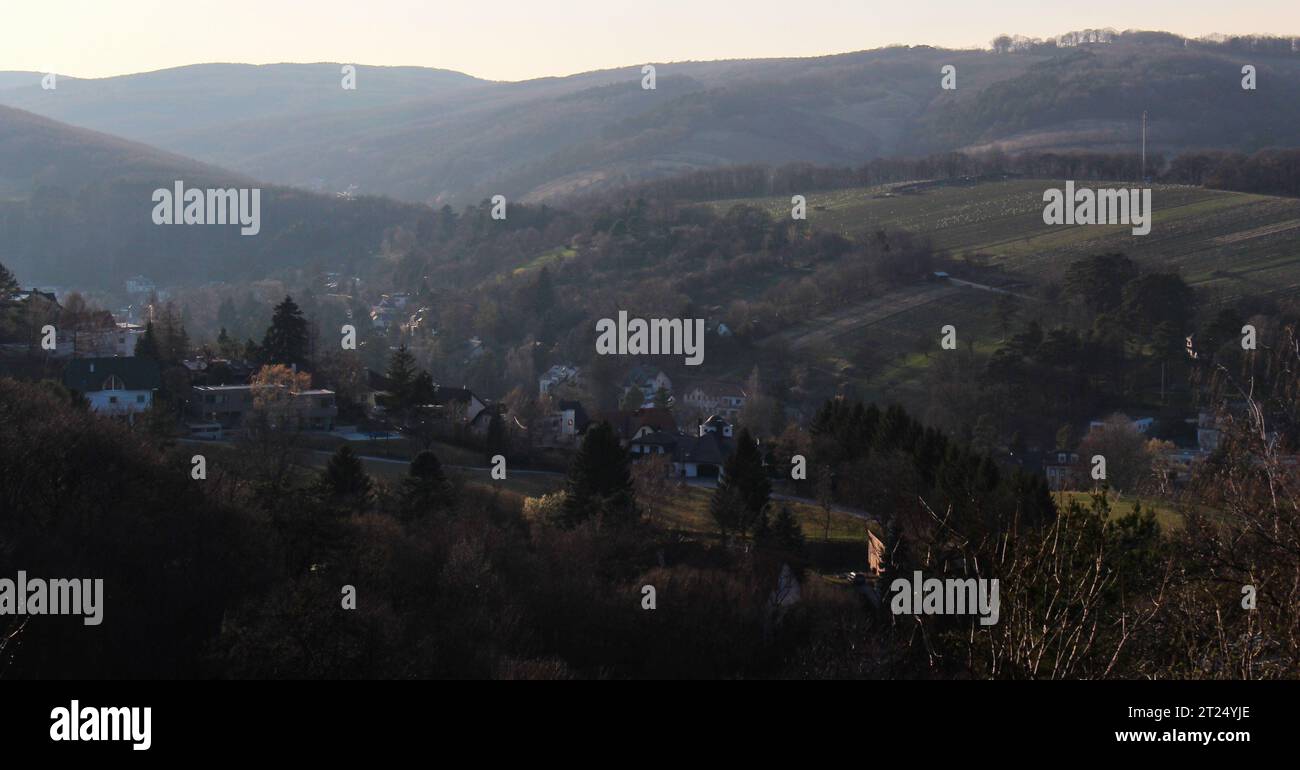 Hiking in the Vienna Woods wine region near the Austrian capital city ...