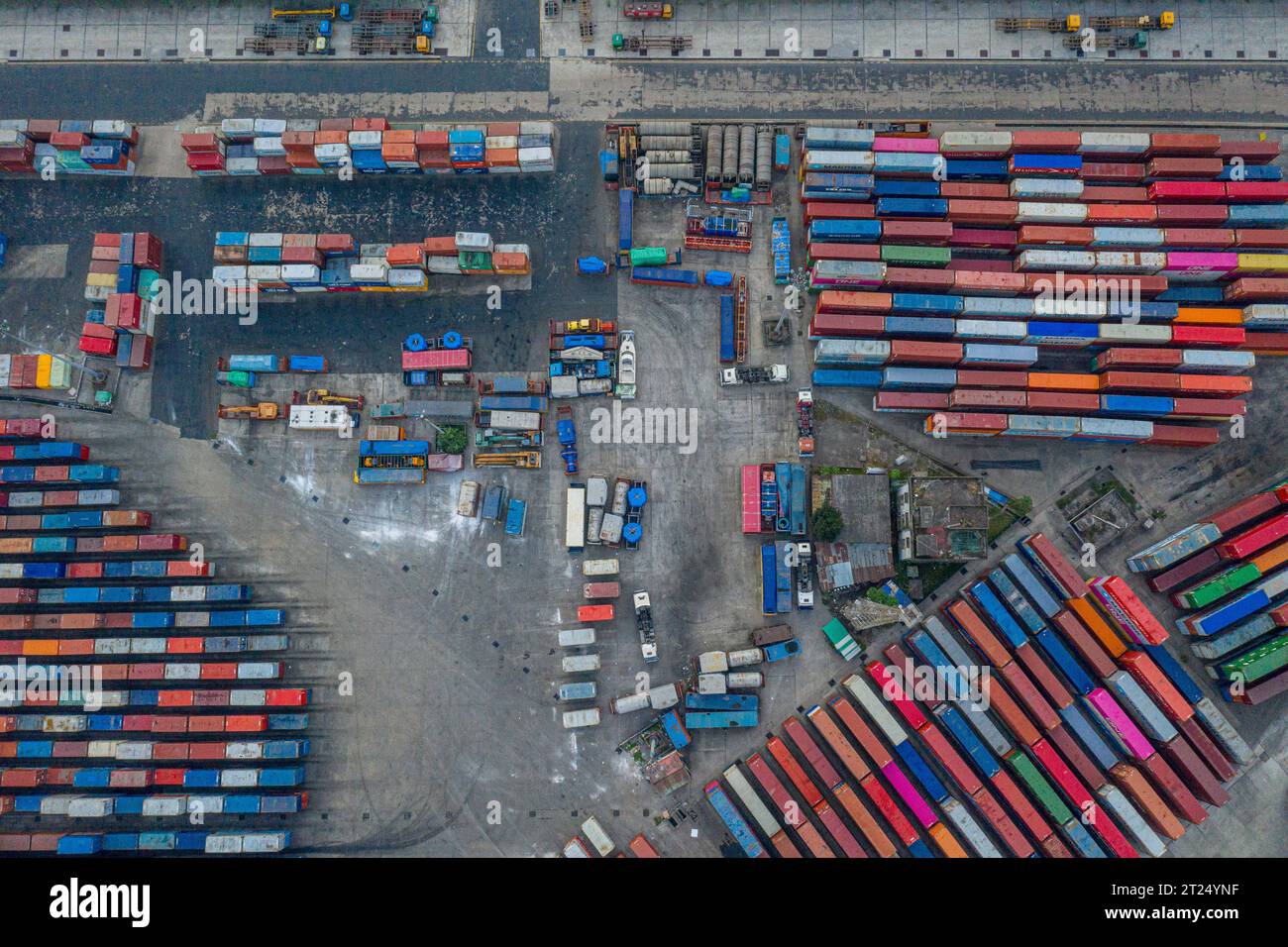 Aerial view of Chittagong Port. It is the main seaport of Bangladesh ...