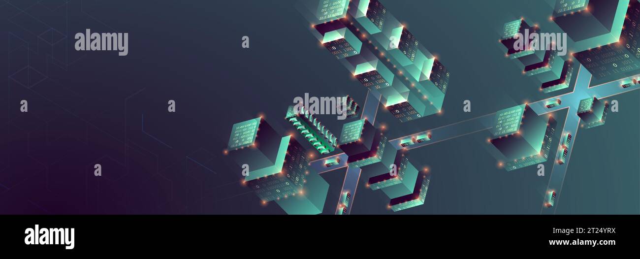 Smart city. Isometric big data concept, database. Abstract technology ...