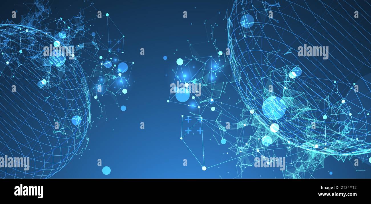 Sphere theme with connected lines in technology style background ...