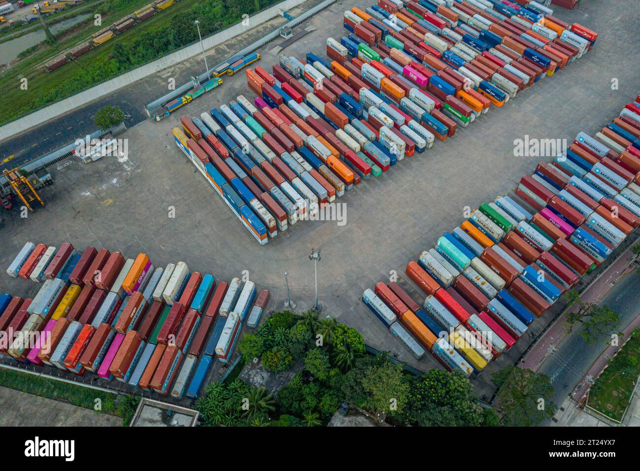 Aerial view of Chittagong Port. It is the main seaport of Bangladesh ...