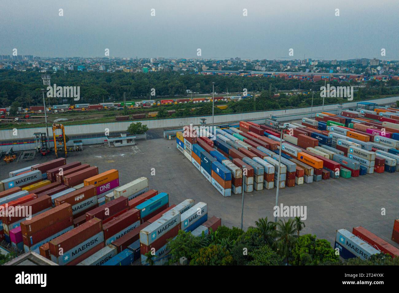 Aerial view of Chittagong Port. It is the main seaport of Bangladesh ...