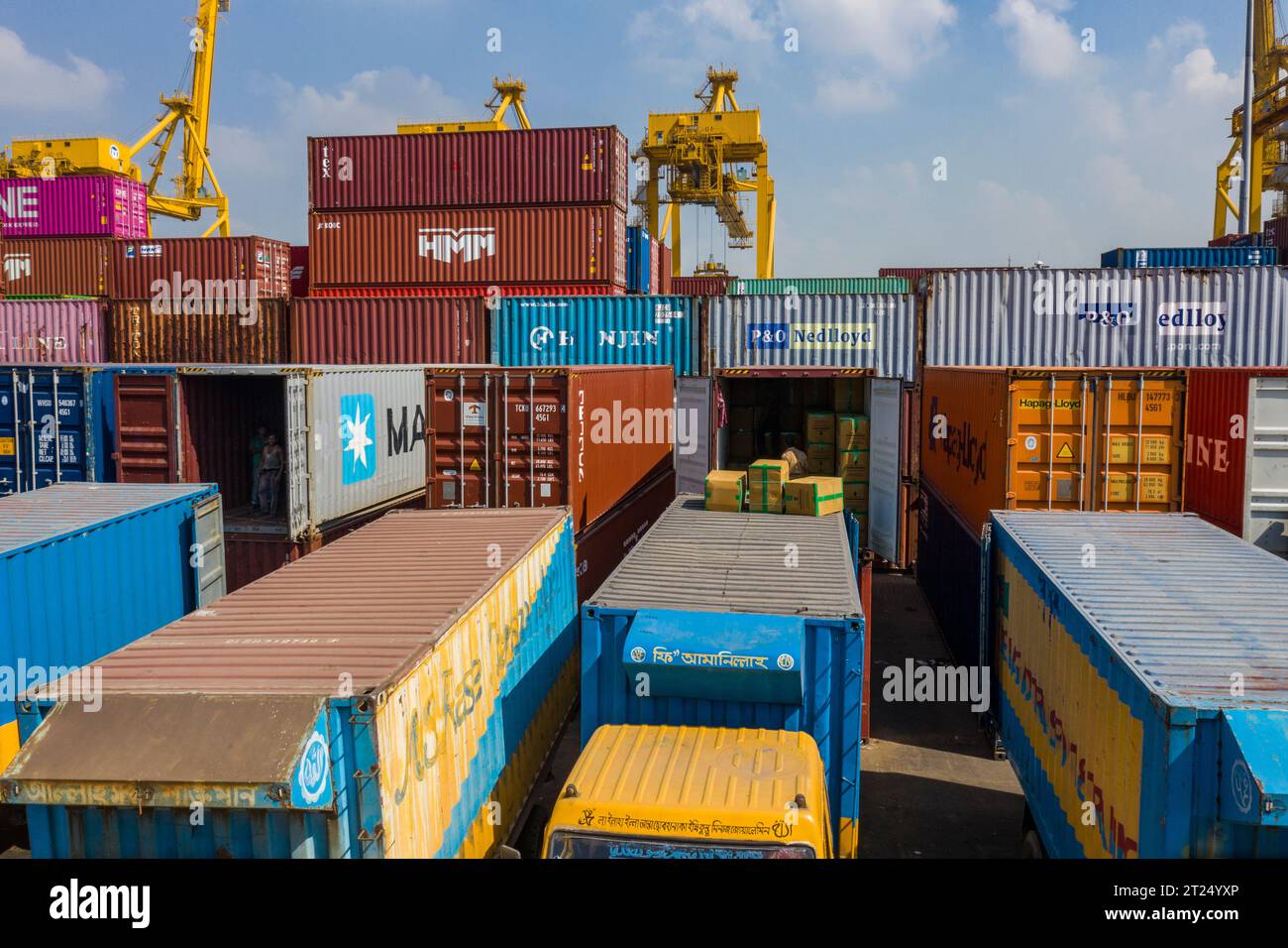 Aerial view of Chittagong Port. It is the main seaport of Bangladesh ...