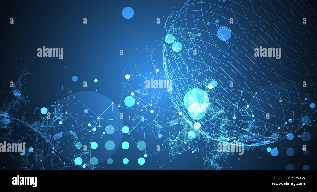Sphere theme with connected lines in technology style background ...