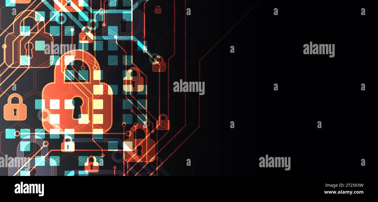 Data security Illustrates cyber data or information privacy idea. Color ...