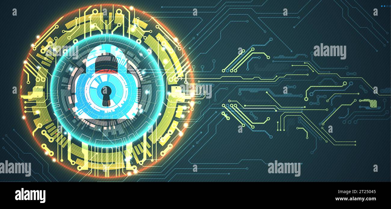 Data security Illustrates cyber data or information privacy idea. Color ...