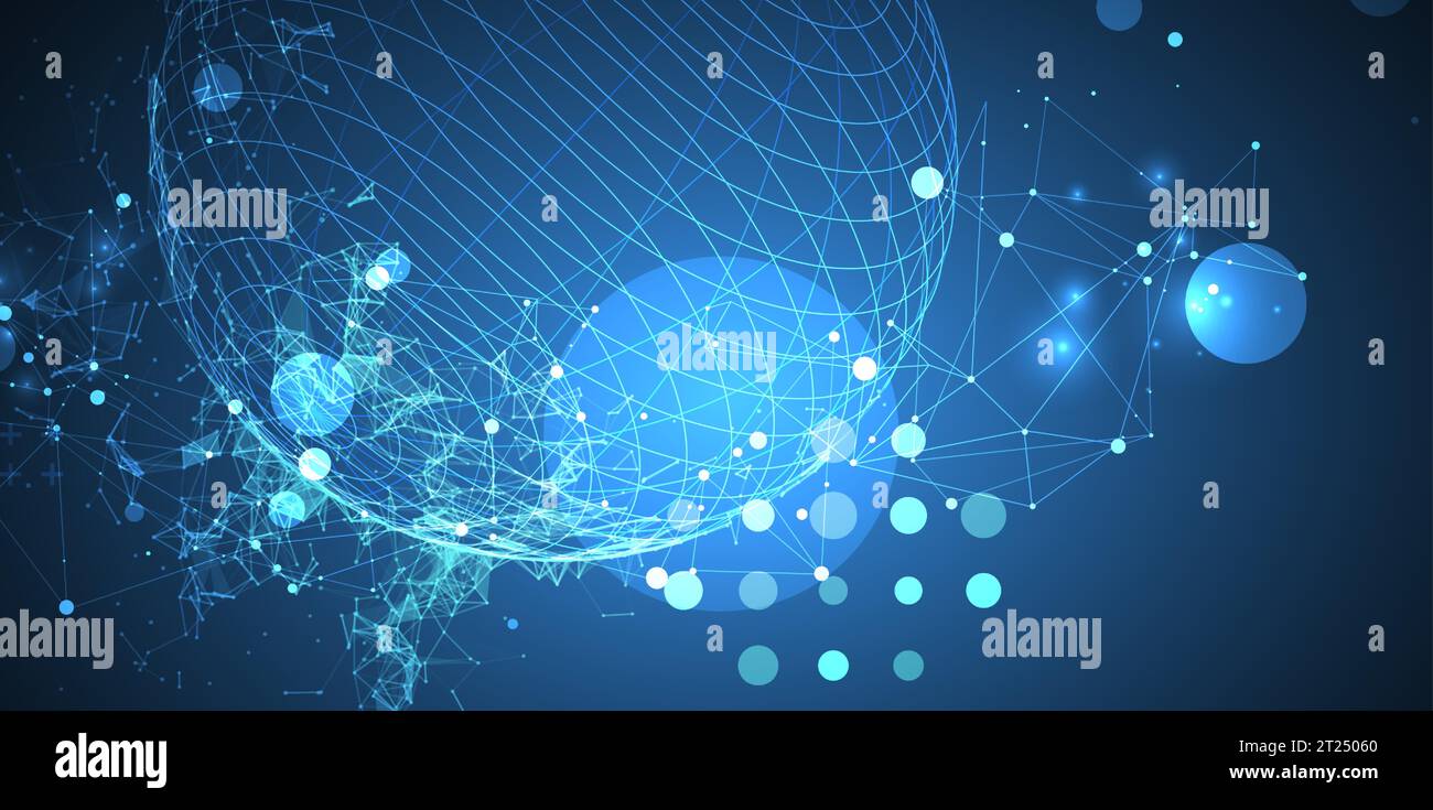 Sphere theme with connected lines in technology style background ...
