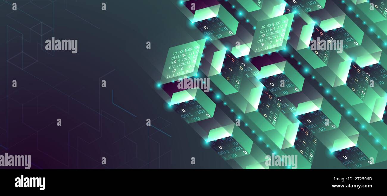 Smart city. Isometric big data concept, database. Abstract technology background. Vector ...