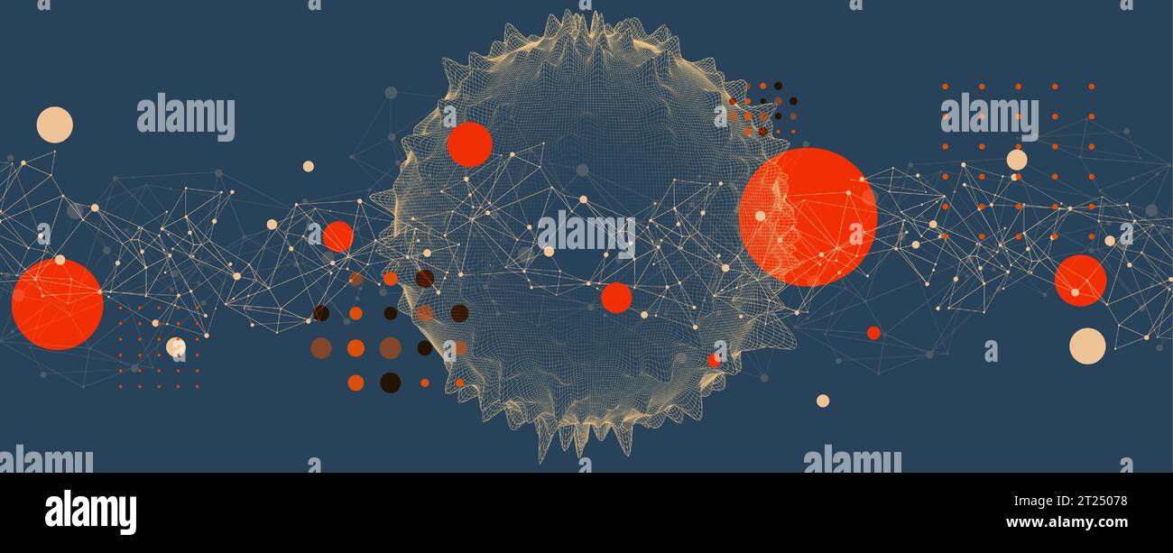 Abstract sphere background with plexus effect. 3D surface. Vector Stock ...