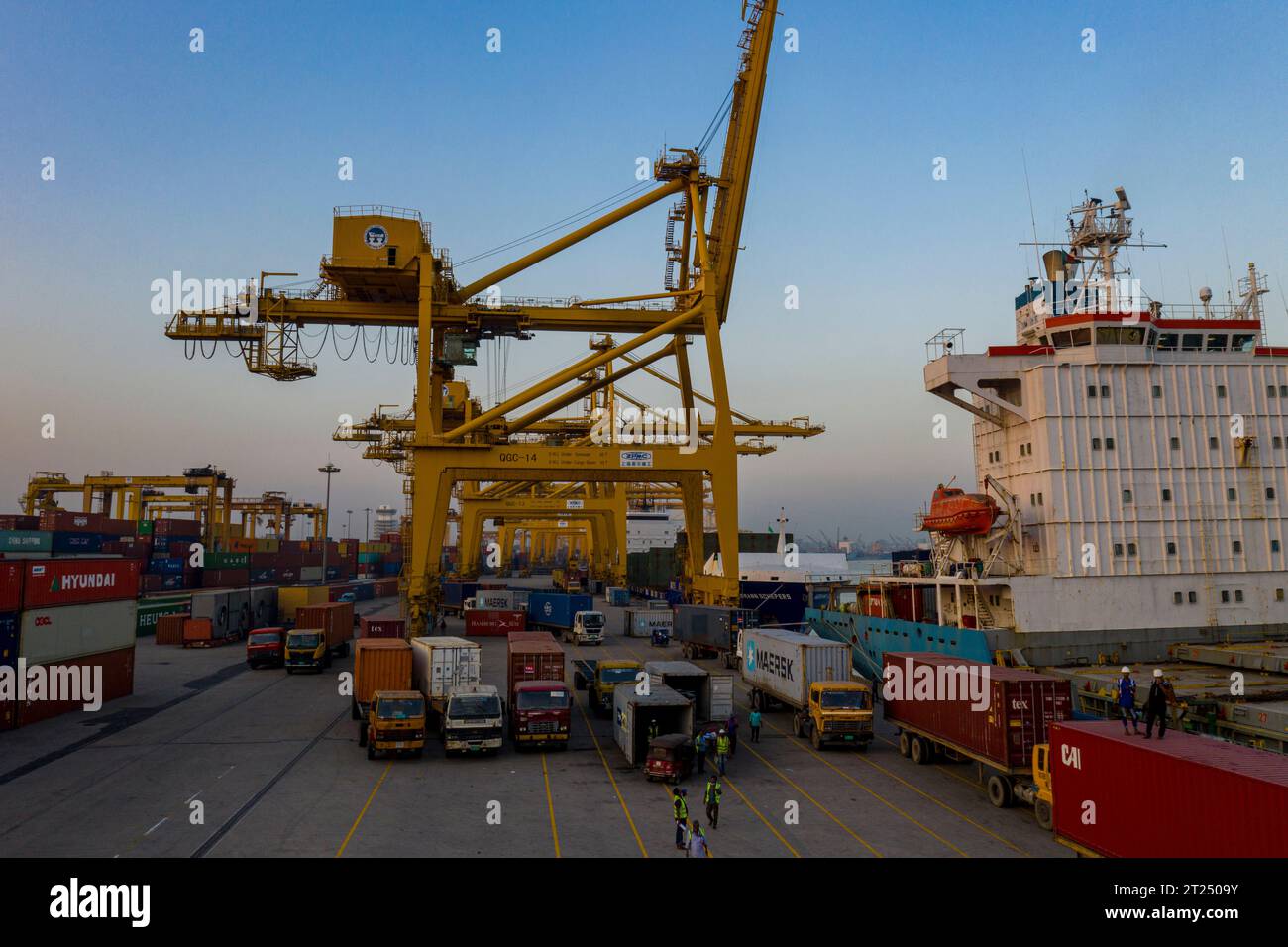 Aerial view of Chittagong Port. It is the main seaport of Bangladesh ...