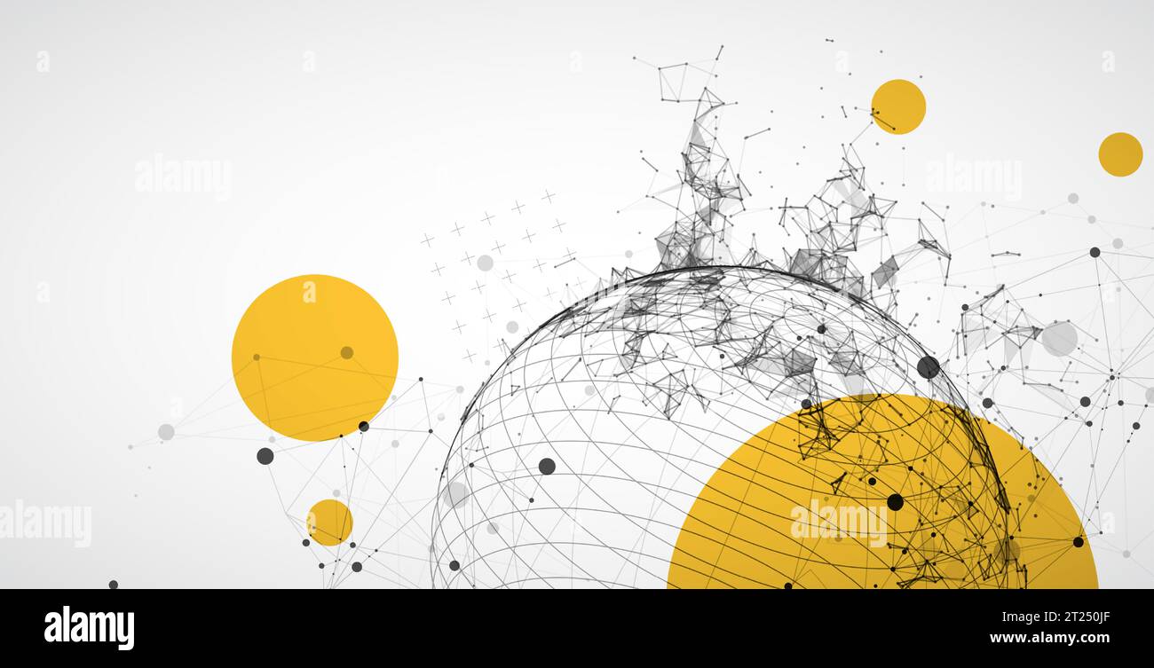 Sphere theme with connected lines in technology style background ...