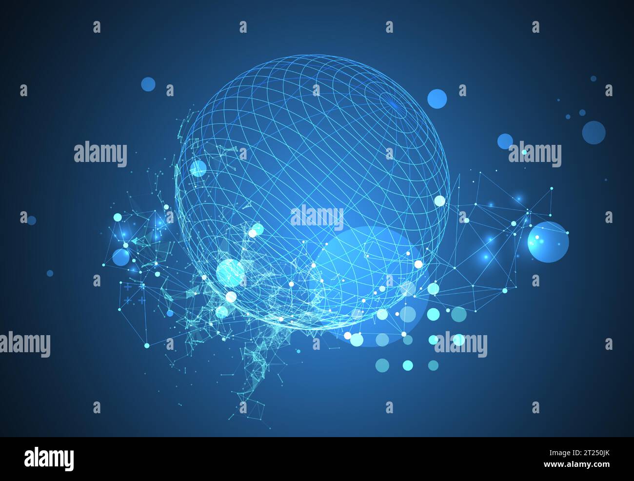Sphere theme with connected lines in technology style background ...