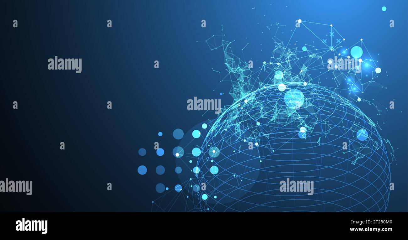 Sphere theme with connected lines in technology style background ...