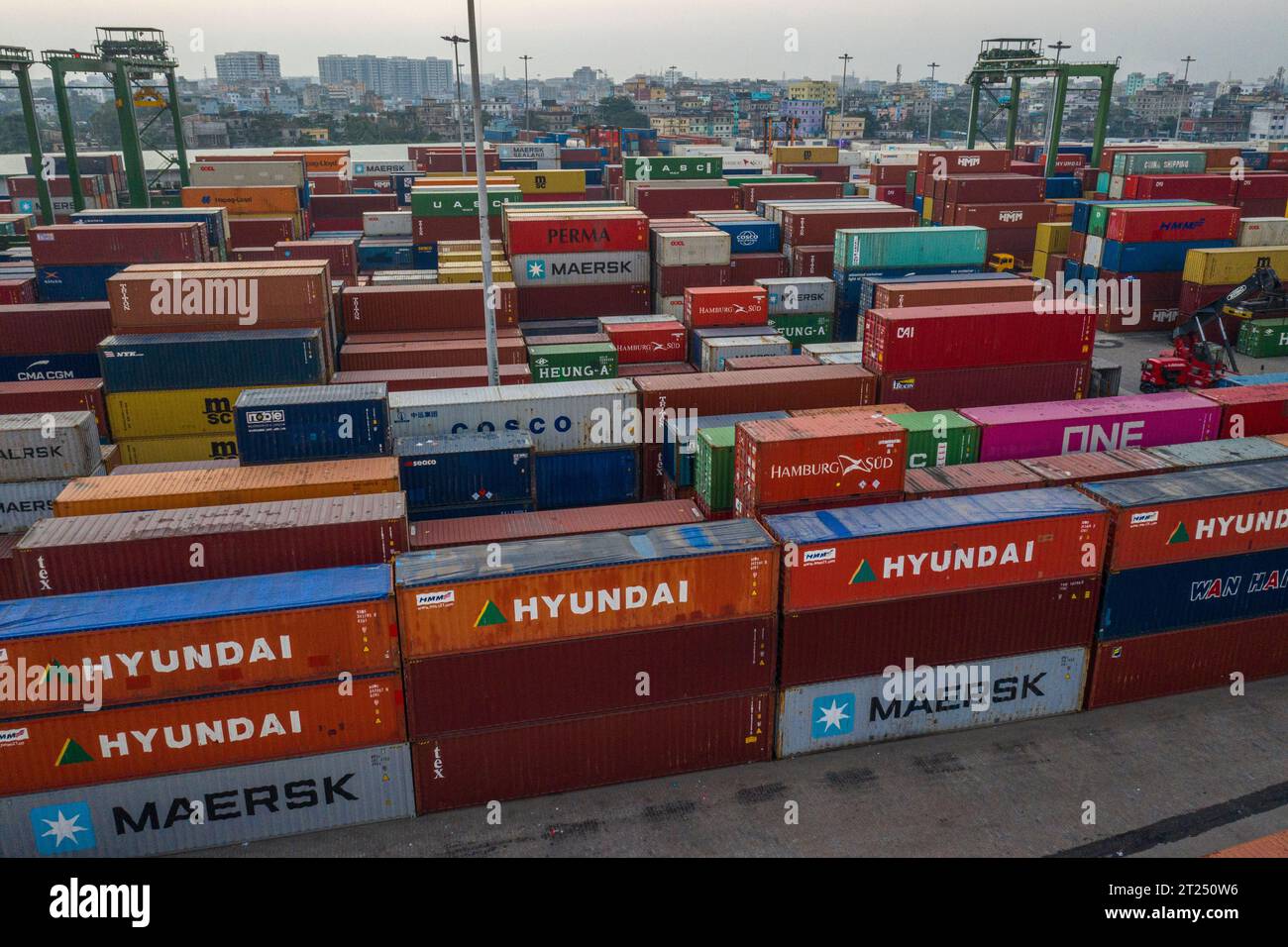 Aerial view of Chittagong Port. It is the main seaport of Bangladesh ...