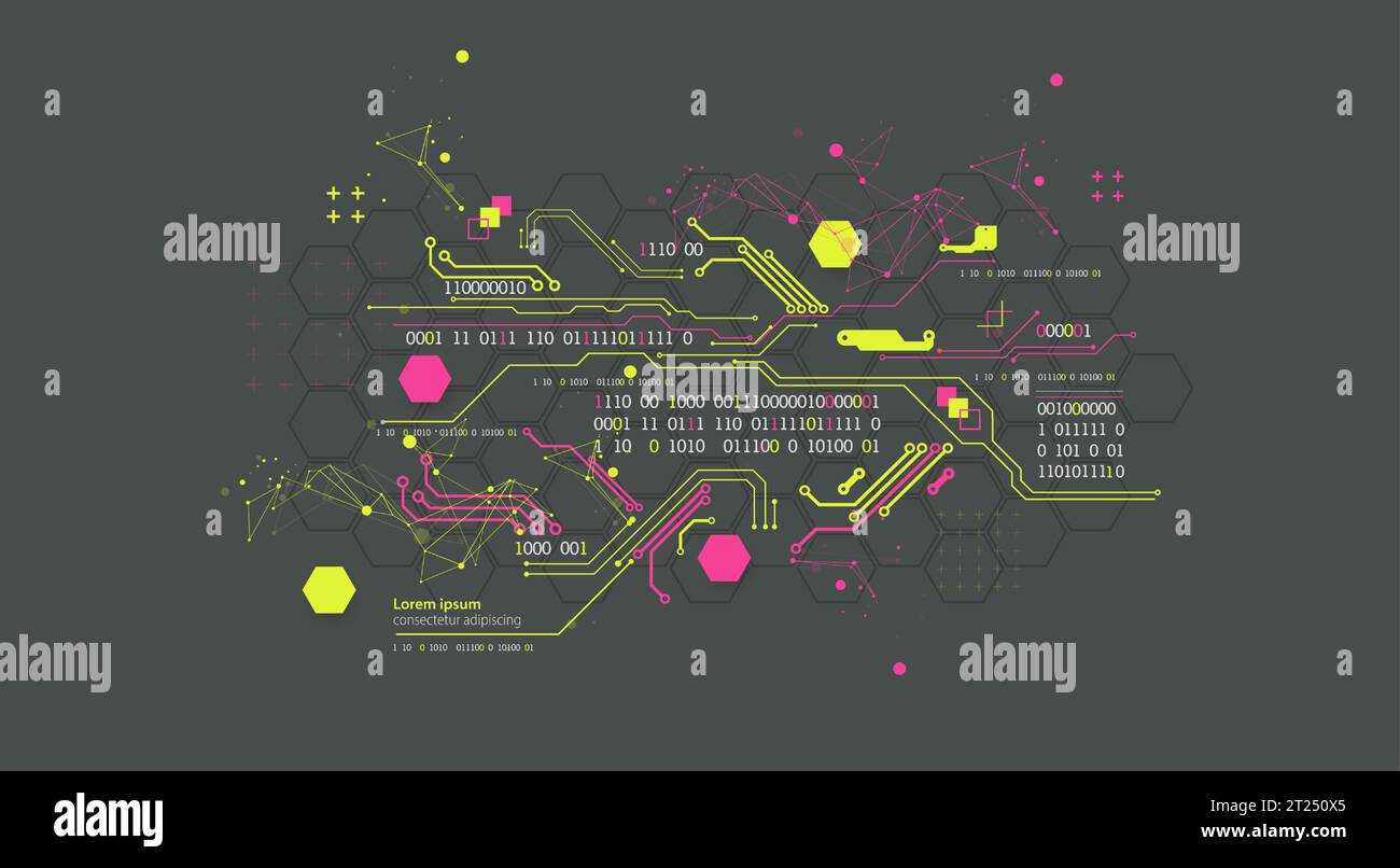 Abstract technology concept. Circuit board, high computer color background. Vector illustration ...