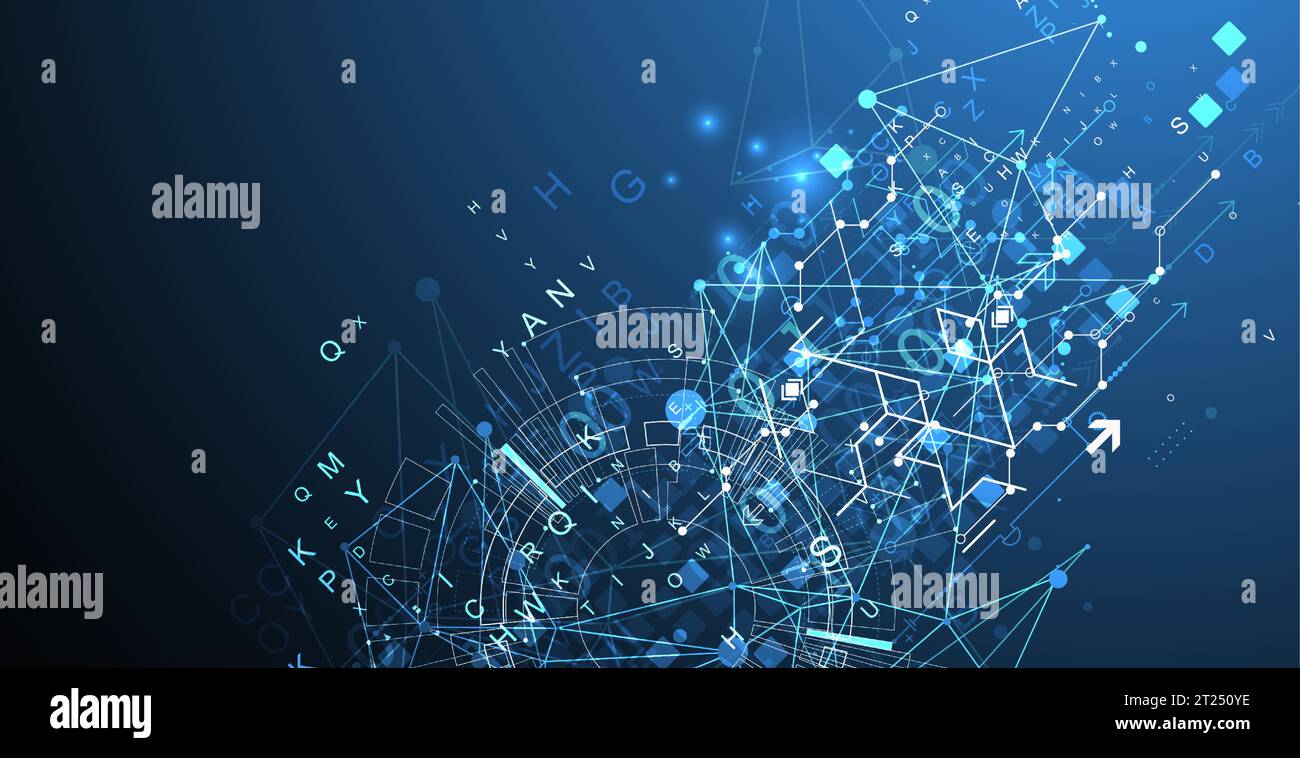 Abstract technology concept with plexus effect. Vector illustration ...