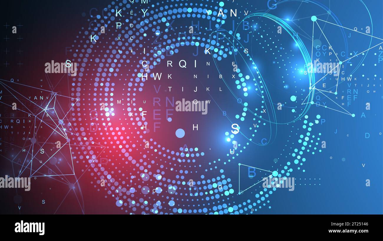 Halftone science background with connecting dots and lines. Digital ...