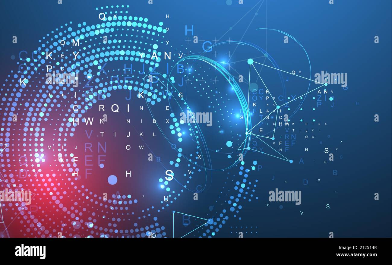 Halftone Science Background With Connecting Dots And Lines Digital Data Visualization Vector